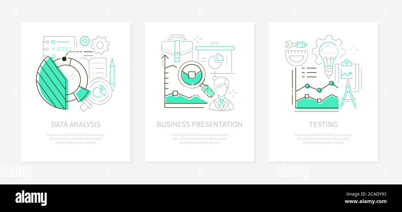 Analytics concept - line design style banners set Stock Vector Image ...