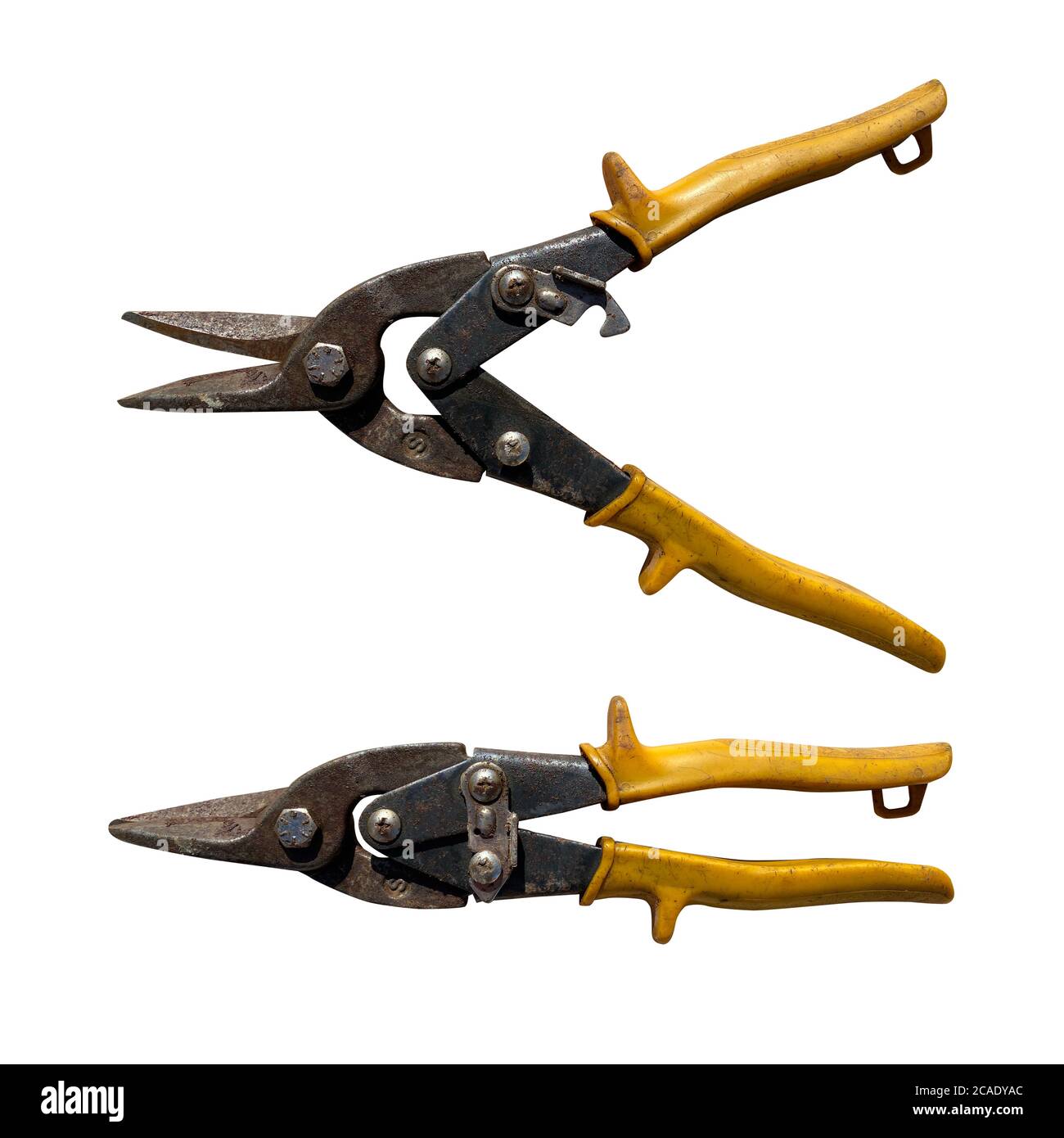 old metal scissors on a white isolated background Stock Photo - Alamy