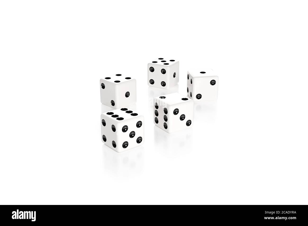 Dice isolated on white background. 3d illustration Stock Photo - Alamy
