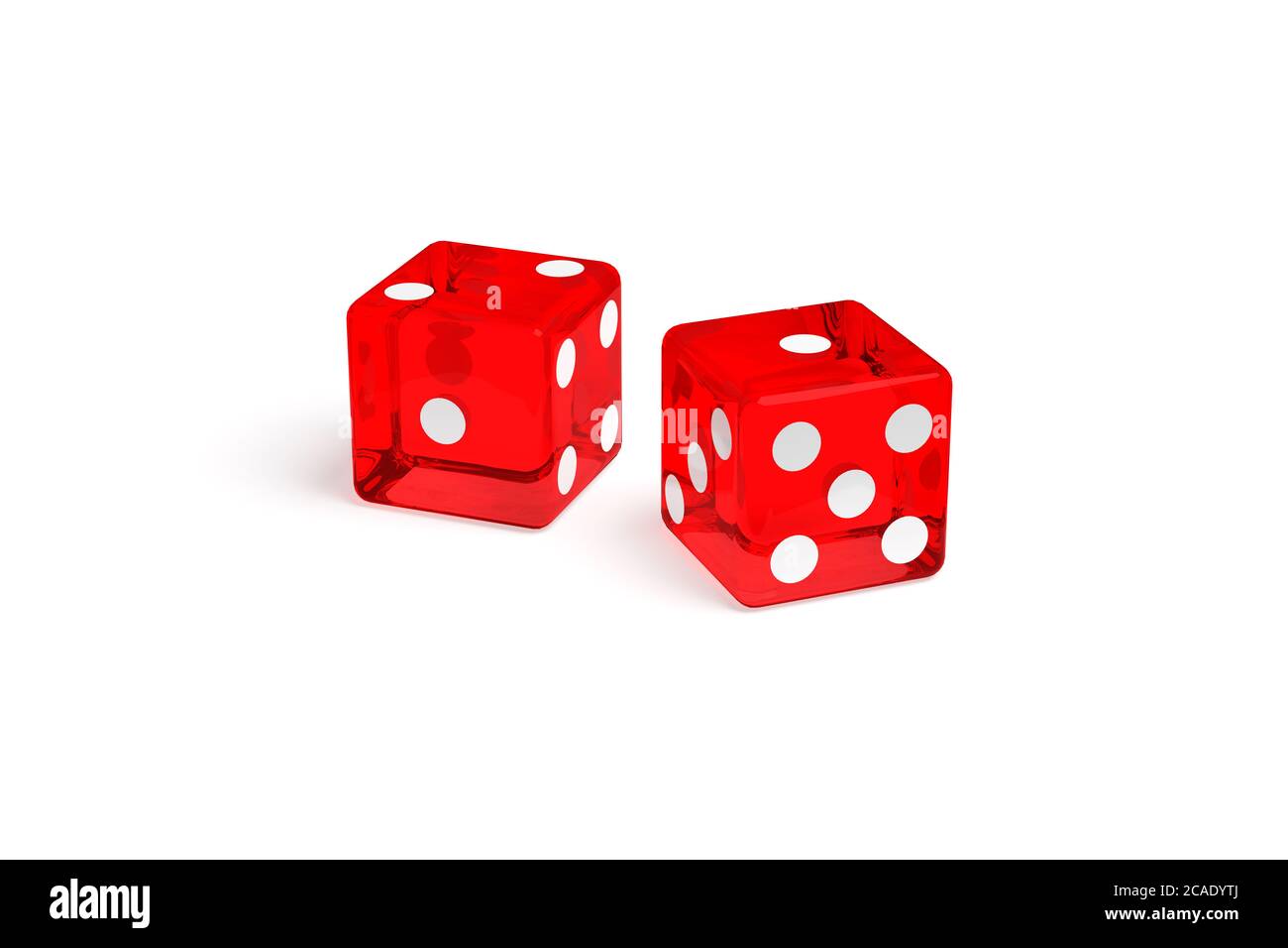 Two red dice isolated on white background. 3d illustration Stock Photo ...