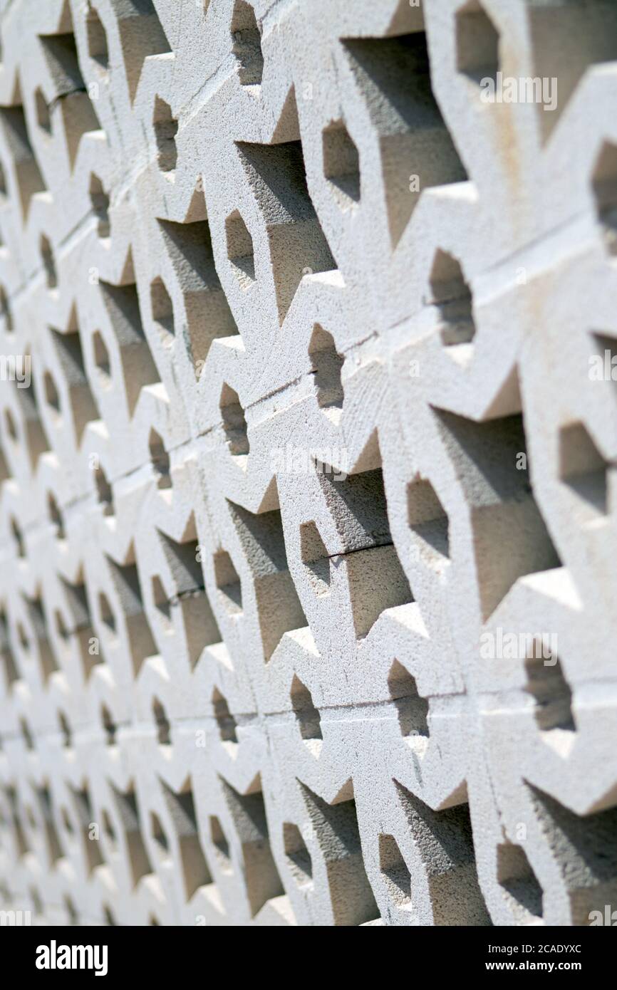 White wall made from patterned concrete blocks Stock Photo - Alamy