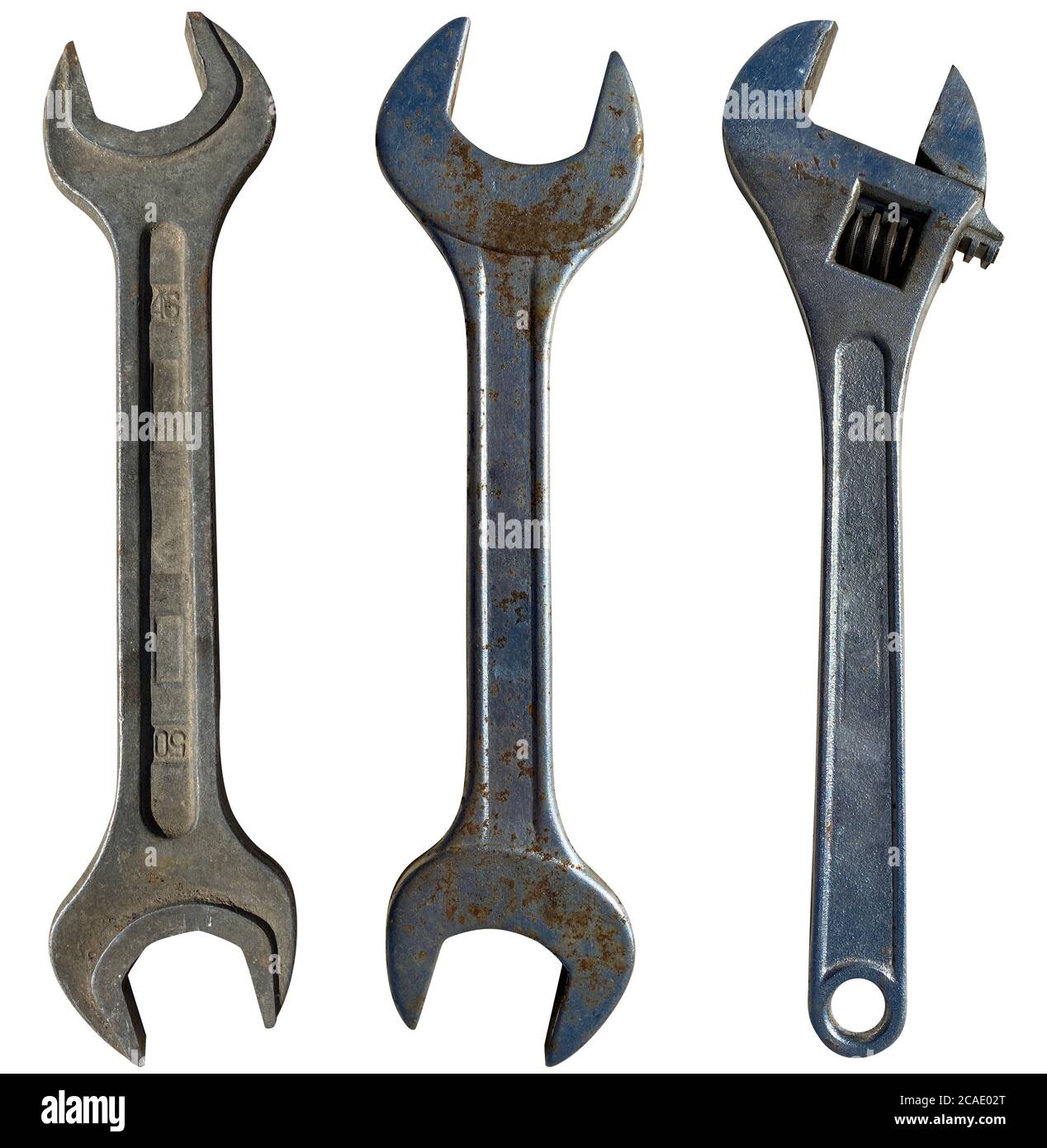 set of old wrenches on a white isolated background Stock Photo - Alamy