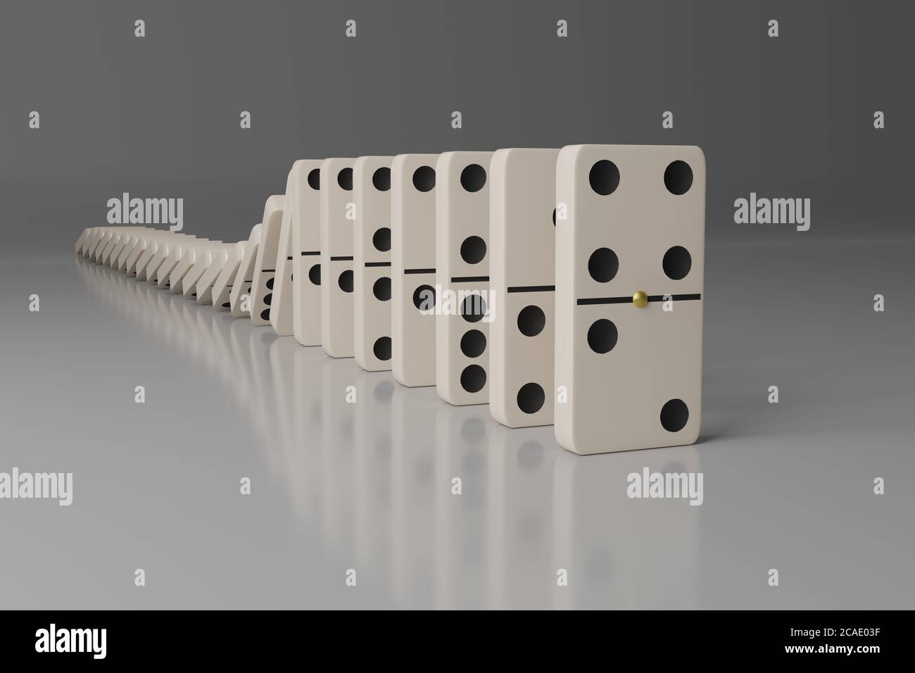 Dominoes falling in a row. Domino effect concept. Illustration 3d Stock ...