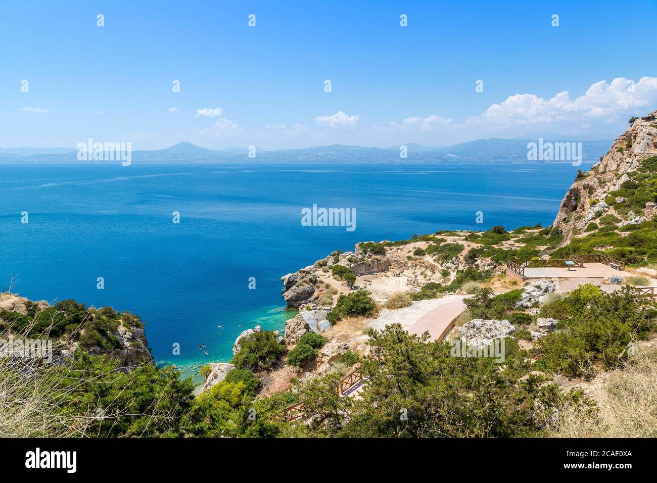 Panoramic landscape of the Sanctuary of Hera in a summer day in Greece ...