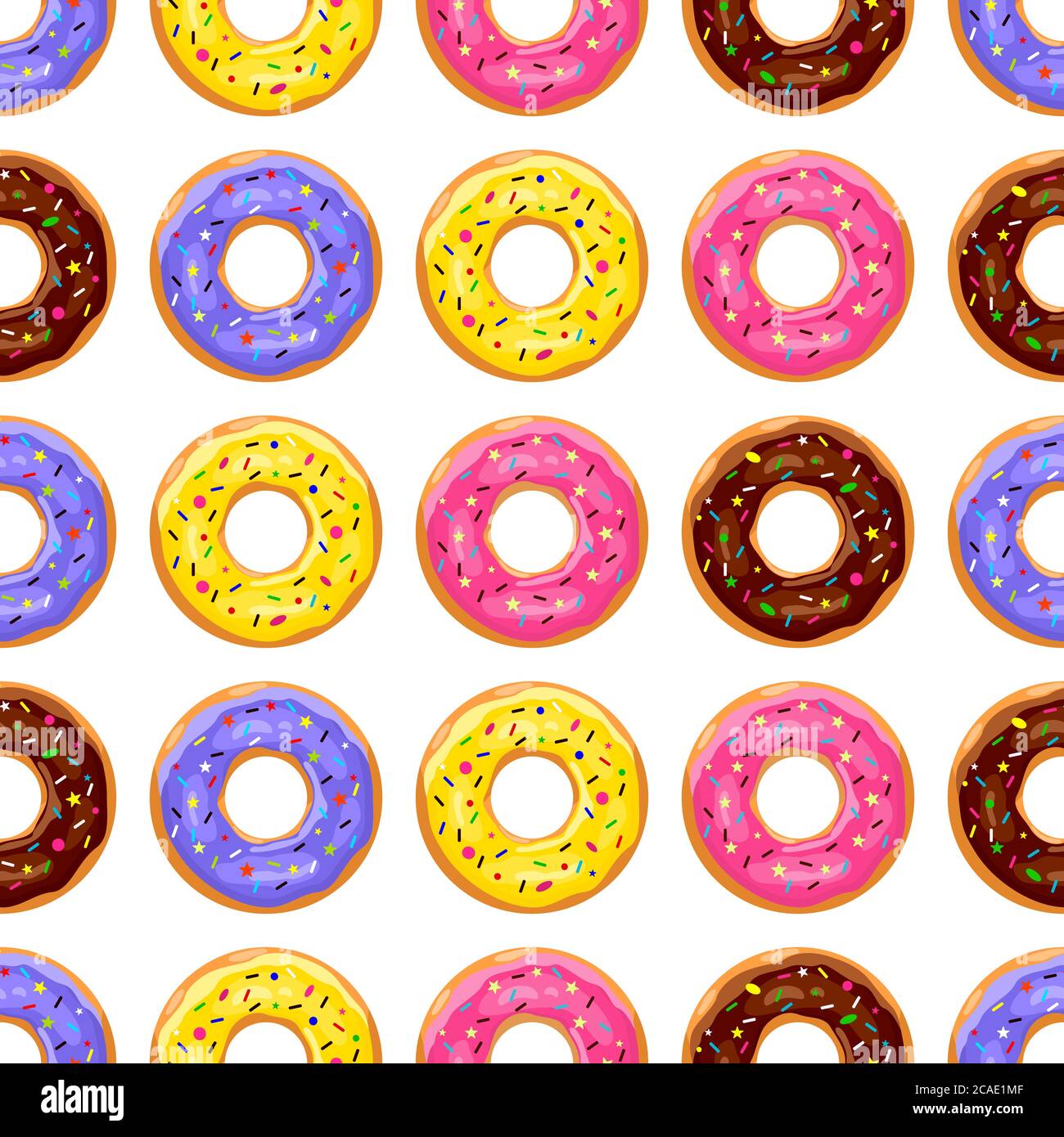 Donut color pattern. Glazed donuts design Vector illustration Stock ...