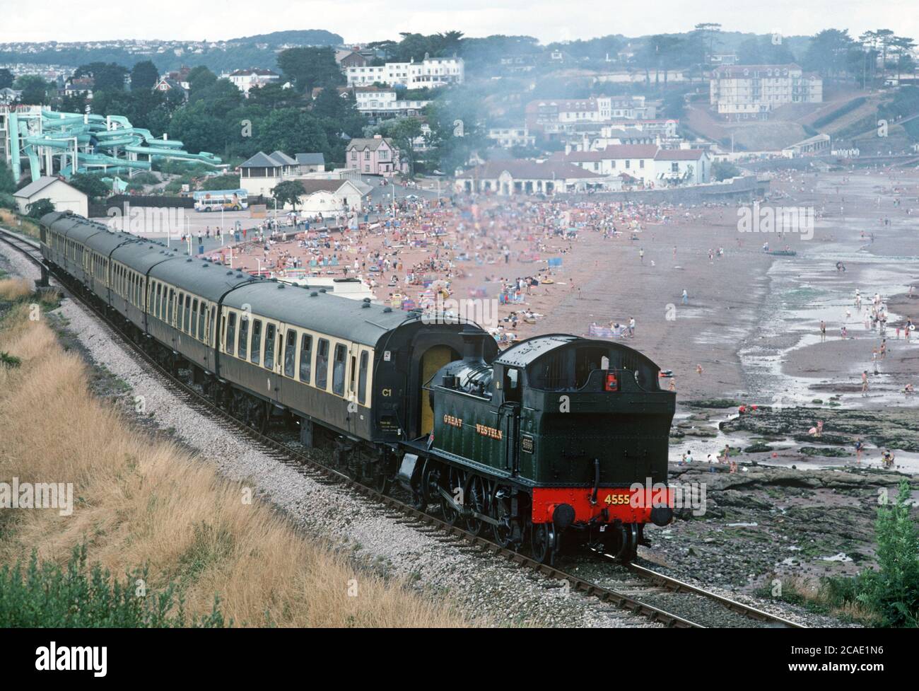 Steam train of the Heritage Dartmouth Steam Railway pass Goodrington ...