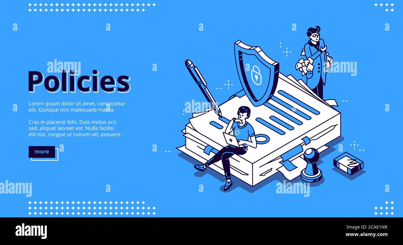 Policies banner. Business documents for law compliance, legal ...