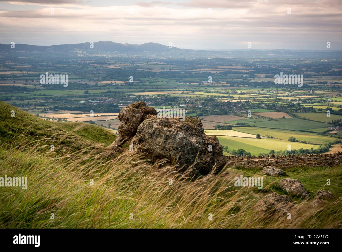 Dry stone wall on Bredon Hill, Kemerton, Pershore, Worcestershire ...