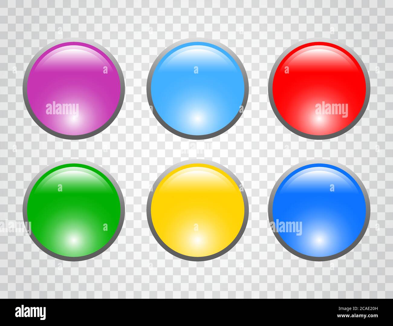 Set of color round buttons on transparent background. Web 3d buttons ...