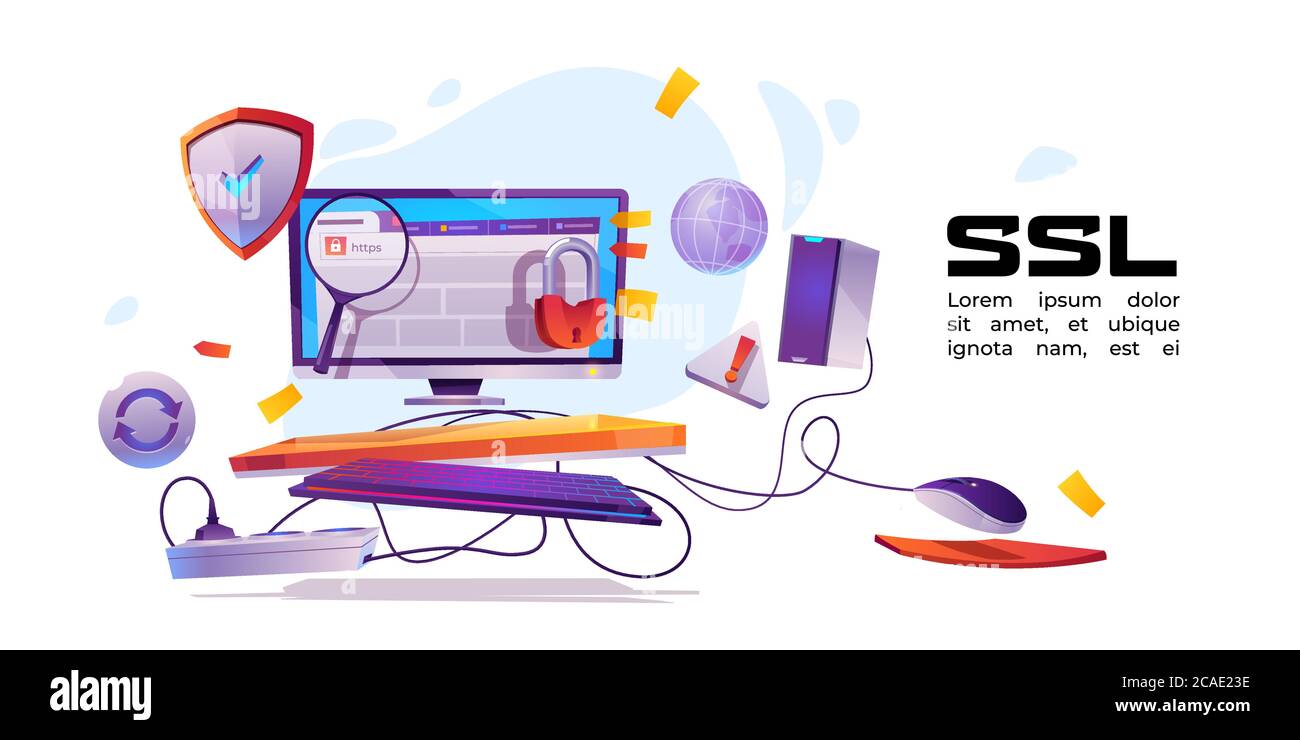 SSL, secure certificate of website banner. Concept of safety internet ... SSL, secure certificate of website banner. Concept of safety internet ...