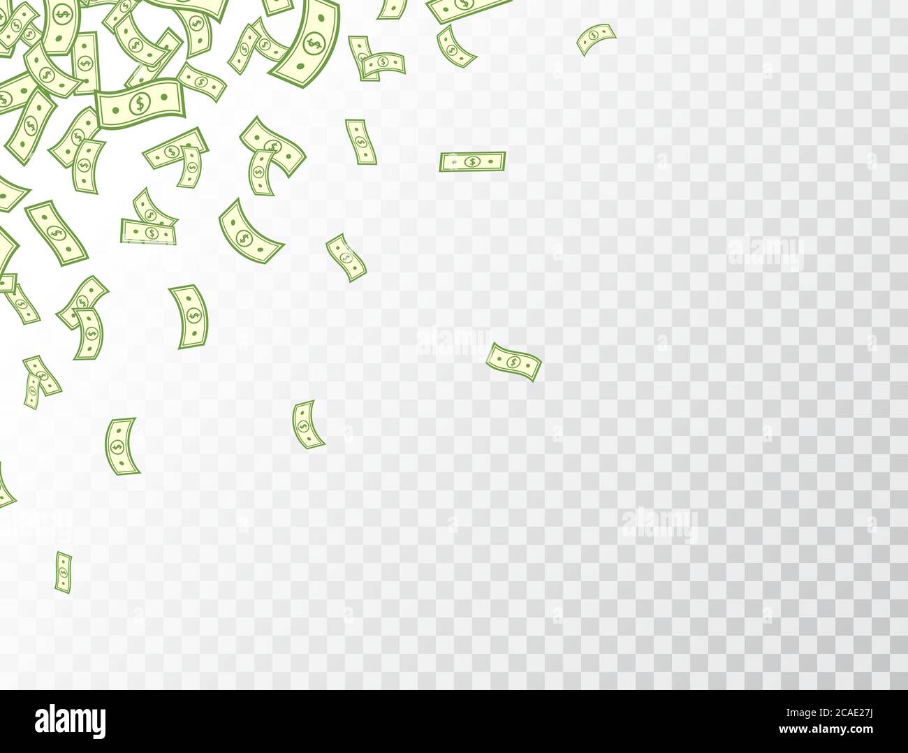 Dollar flying on transparent background. Paper bank notes frame ...