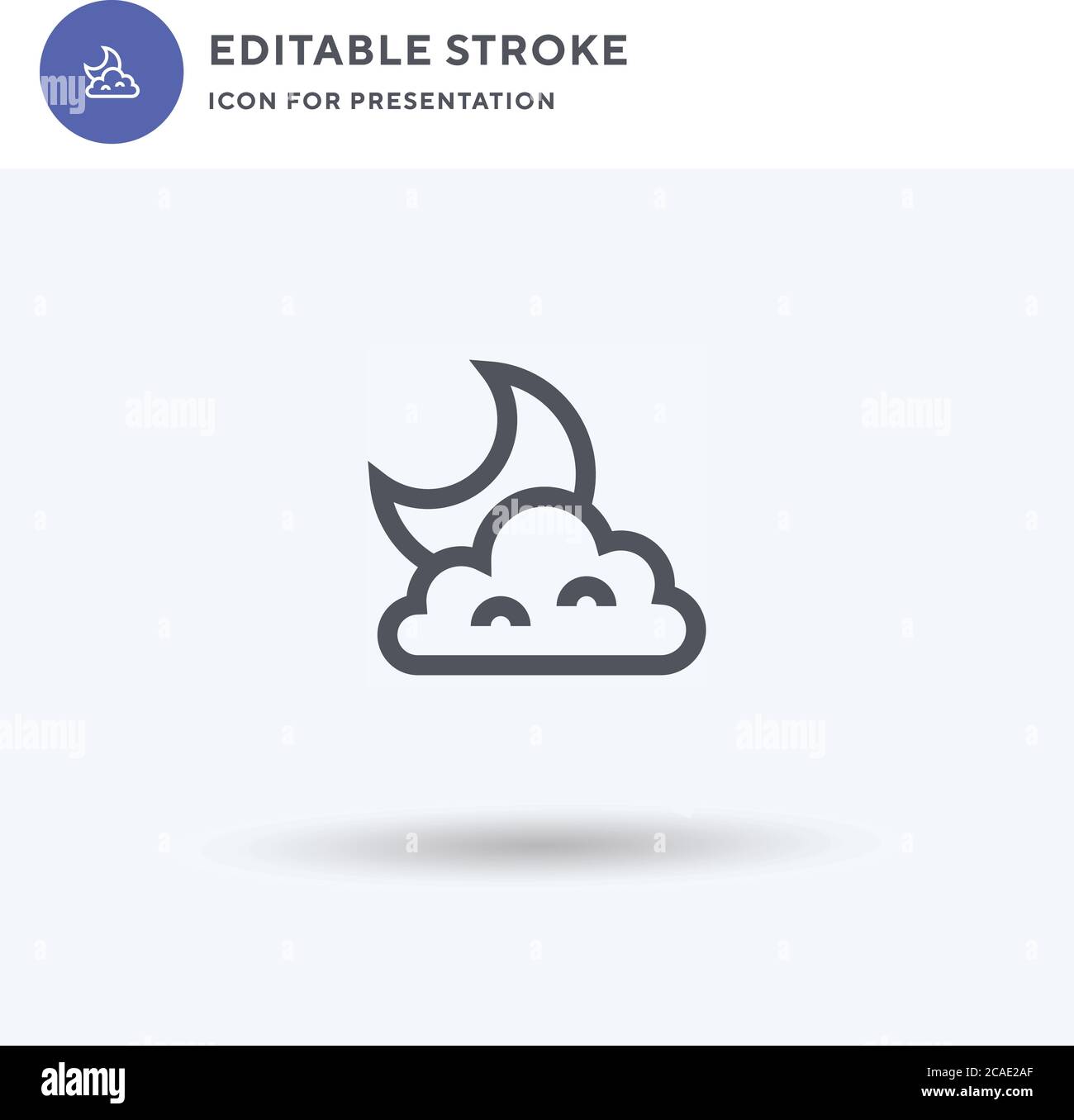 Cloudy Night icon vector, filled flat sign, solid pictogram isolated on ...