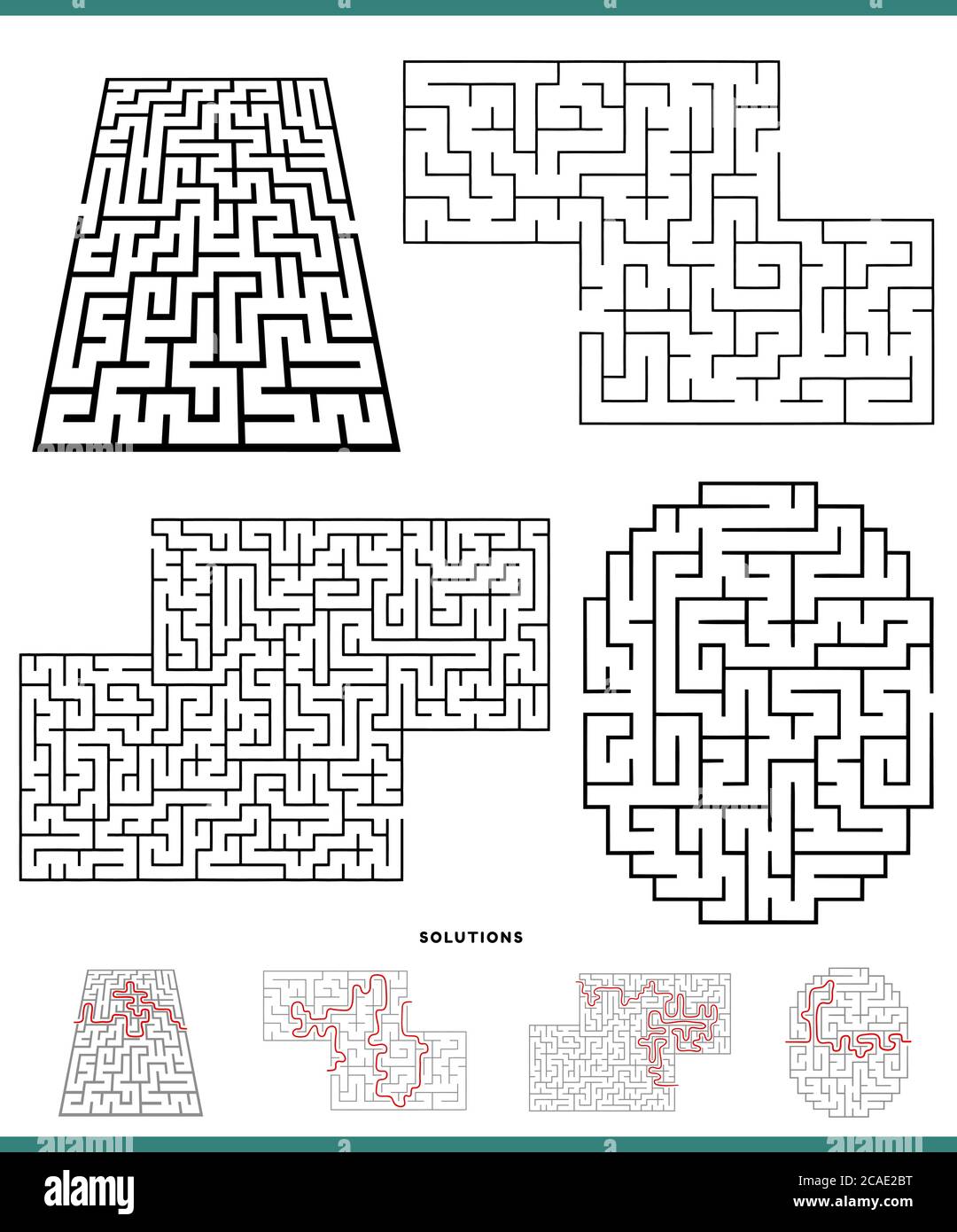 Illustration of Black and White Mazes Game Activities Set with ...