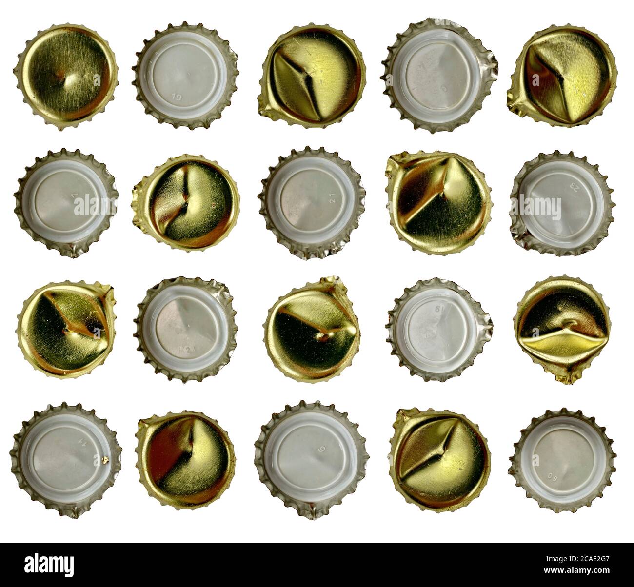 beer caps isolated on a white background Stock Photo - Alamy