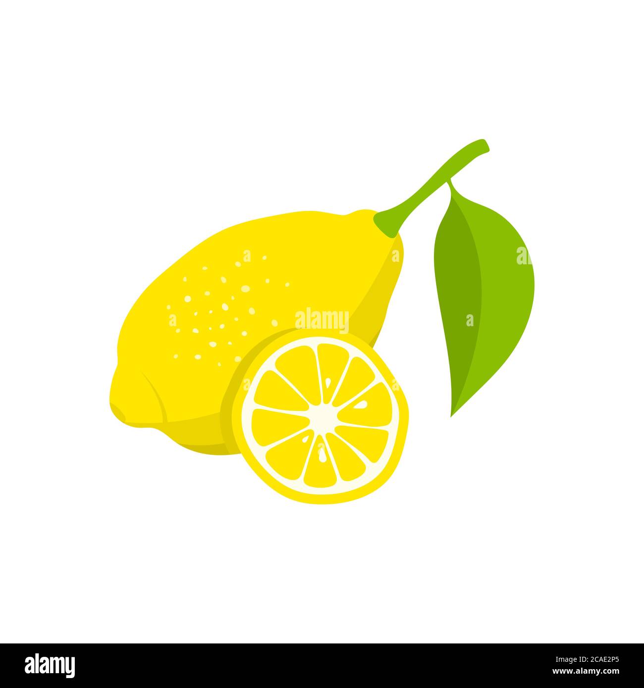 Lemon and slice of lemon on white background. Lemon icon. Vector ...