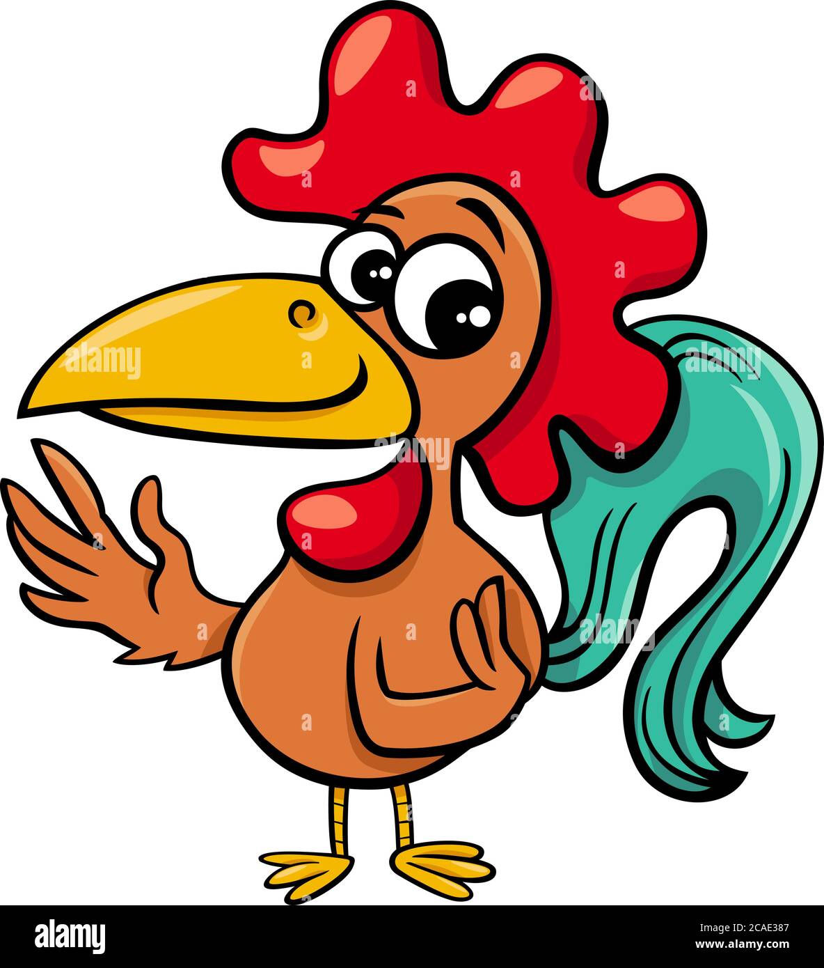 Cartoon Illustration of Comic Rooster Farm Animal Character Stock ...