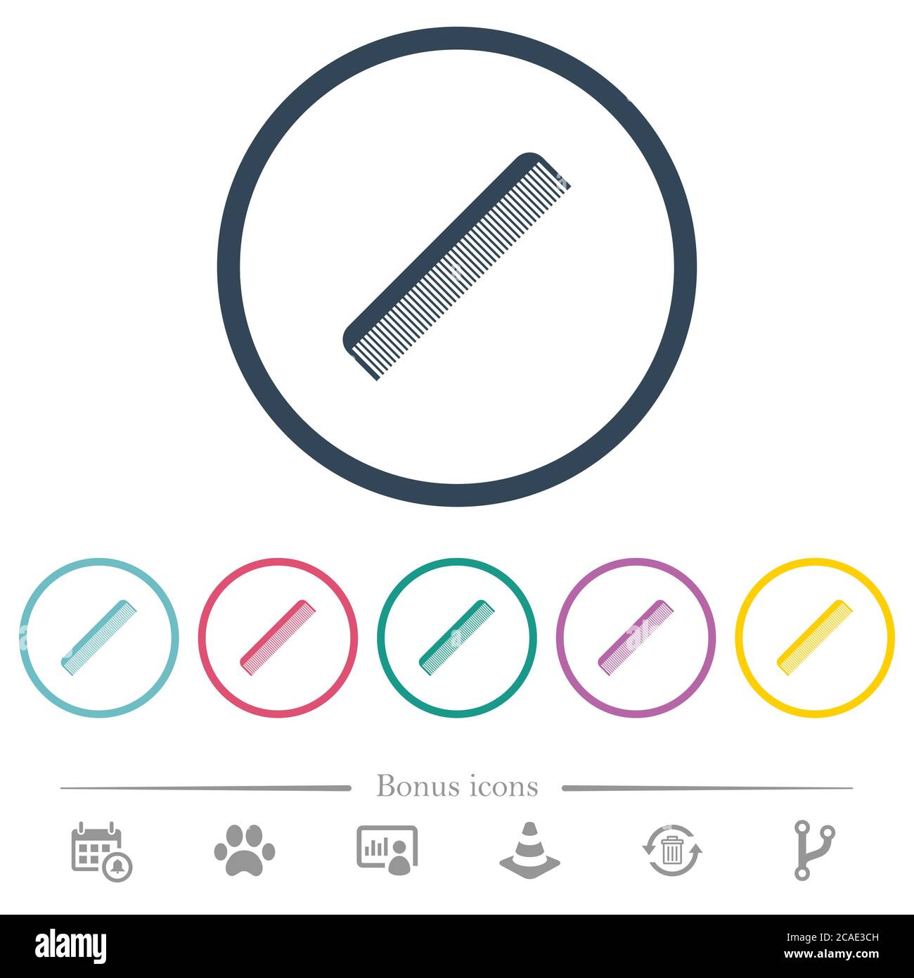 Simple comb flat color icons in round outlines. 6 bonus icons included ...