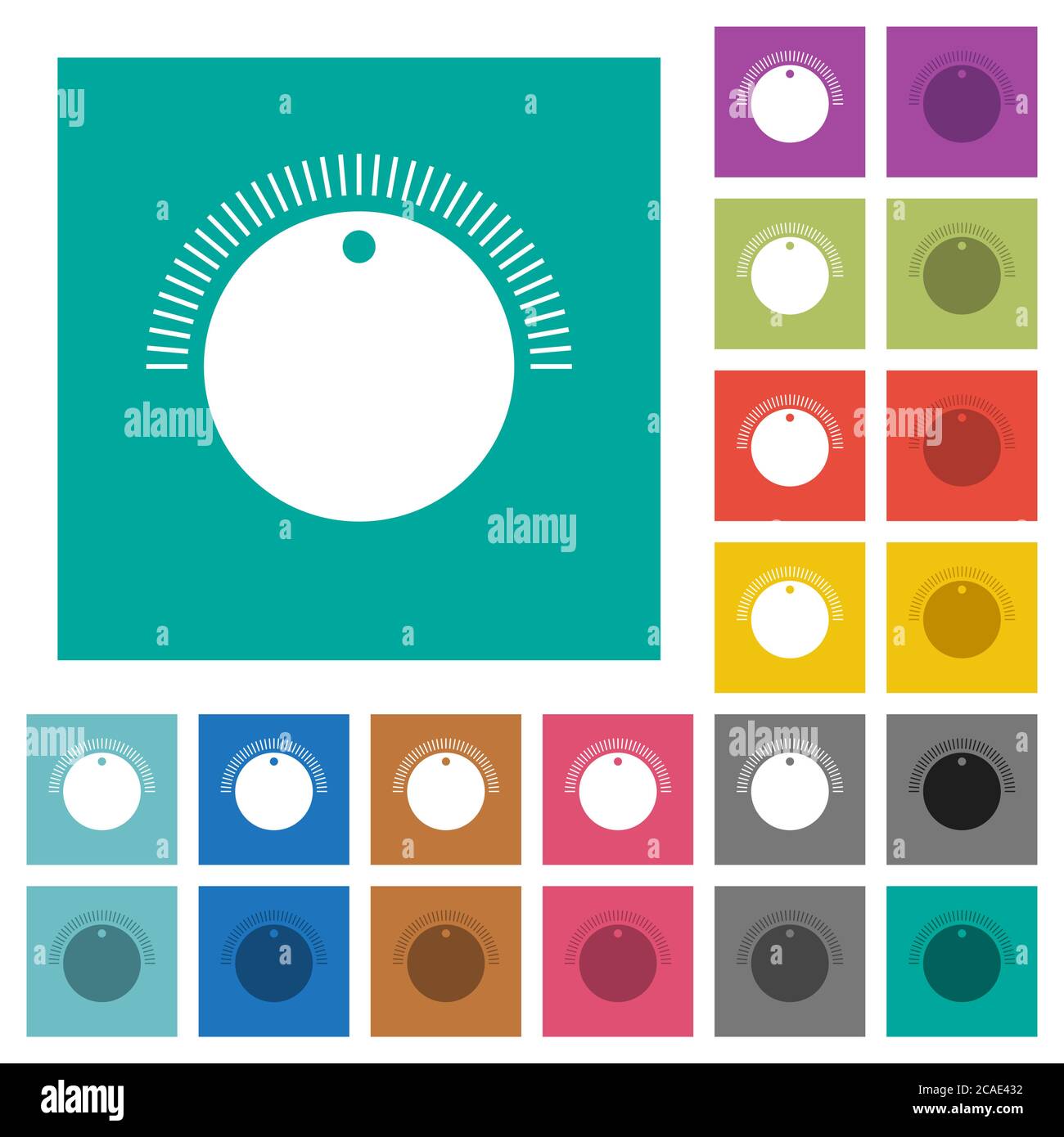 Simple volume control multi colored flat icons on plain square ...