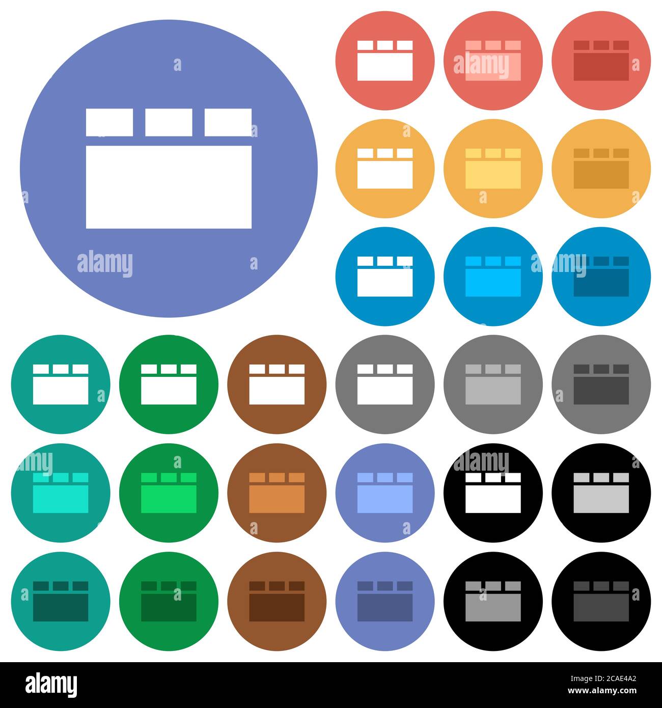 Horizontal tabbed layout multi colored flat icons on round backgrounds ...