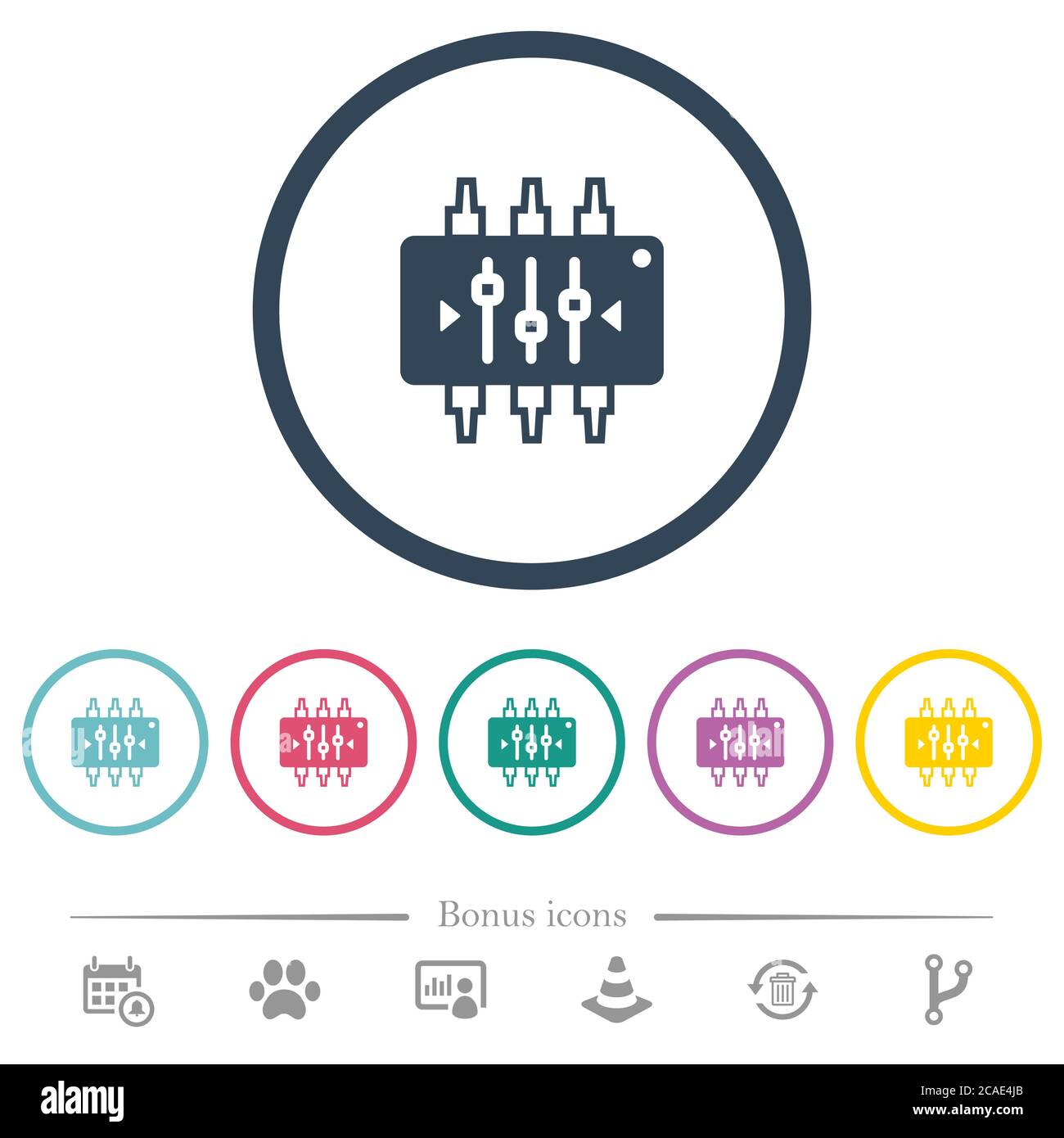 Chip tuning flat color icons in round outlines. 6 bonus icons included ...