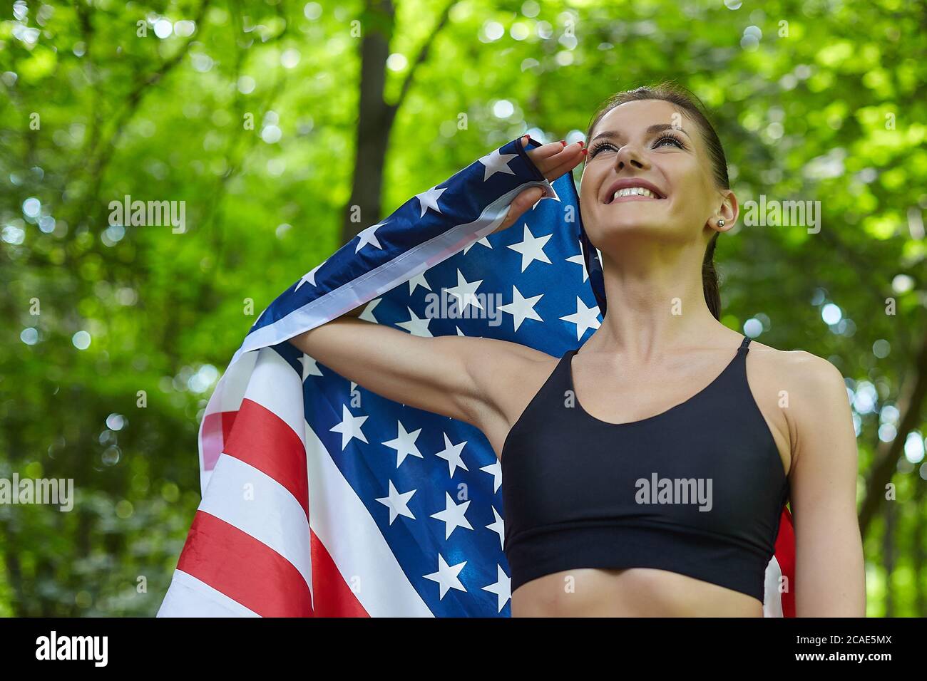 Posing with american flag hi-res stock photography and images - Alamy