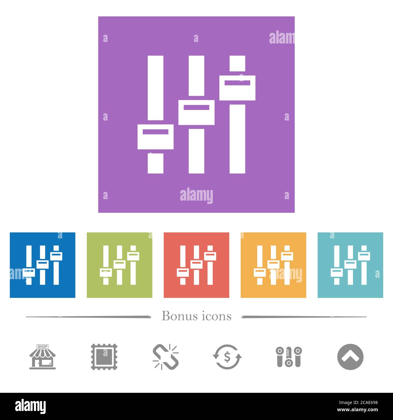 Adjust flat white icons in square backgrounds. 6 bonus icons included ...