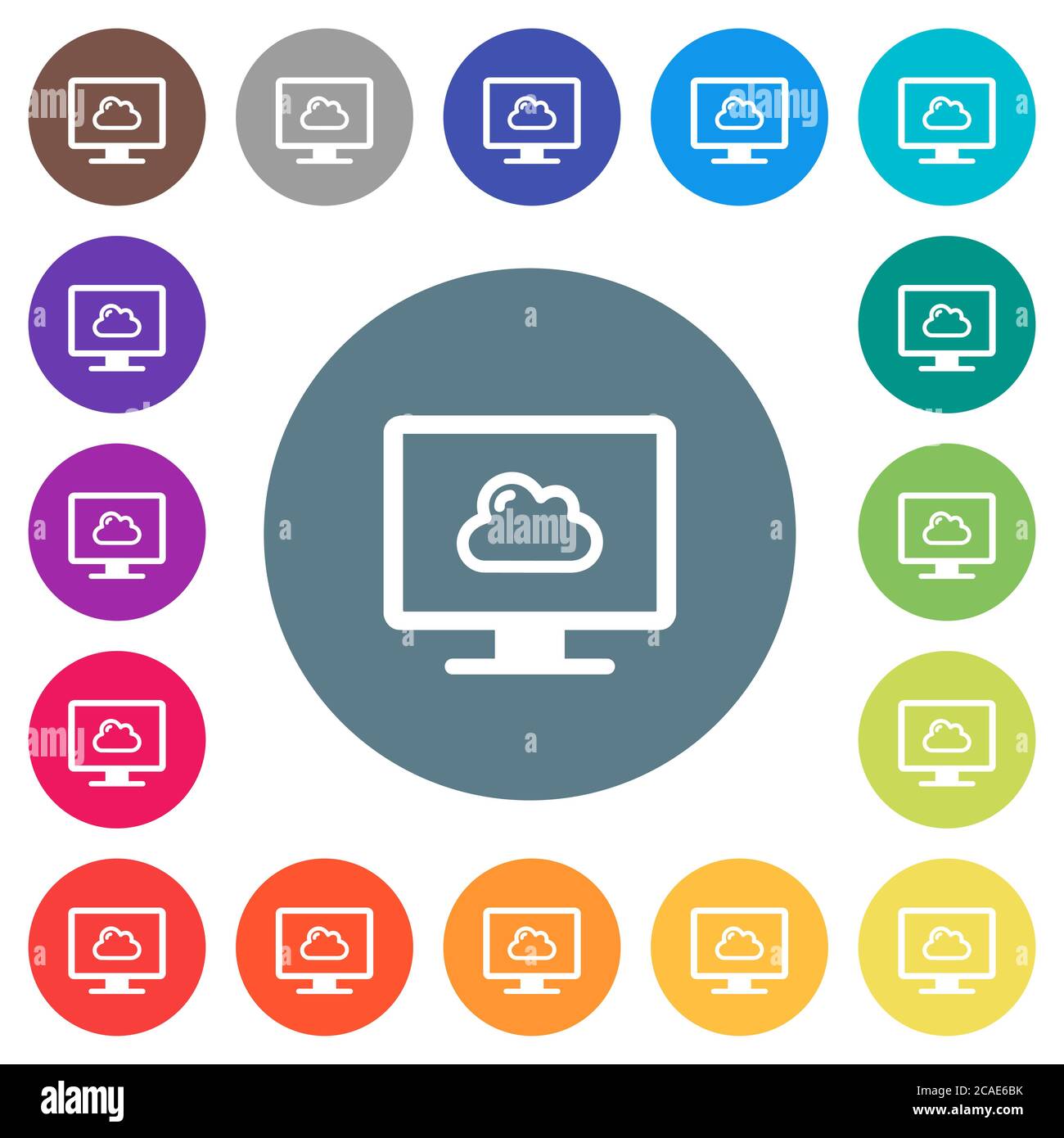 Cloud computing flat white icons on round color backgrounds. 17 ...