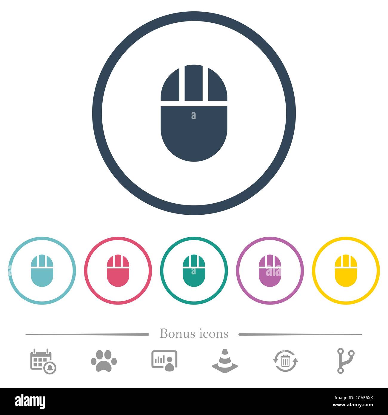 Three buttoned computer mouse flat color icons in round outlines. 6 ...