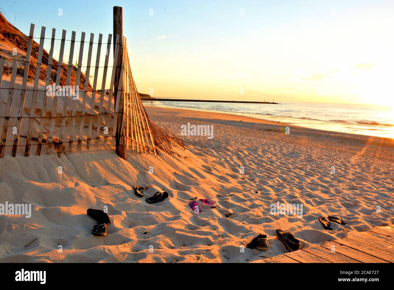 Summertime on Cape Cod, Massachusetts. Long shadows and warm late ...