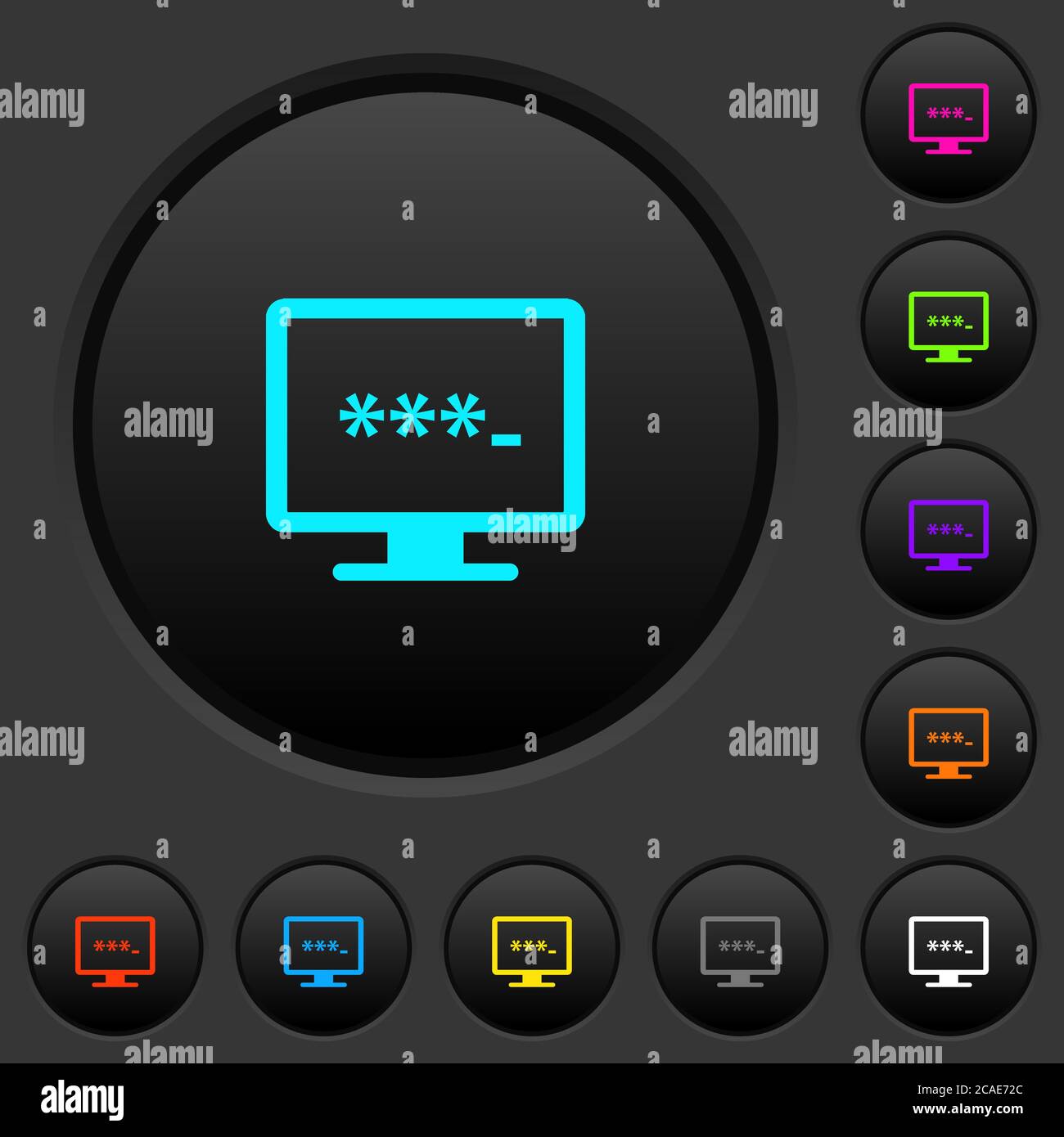 Entering to application dark push buttons with vivid color icons on ...