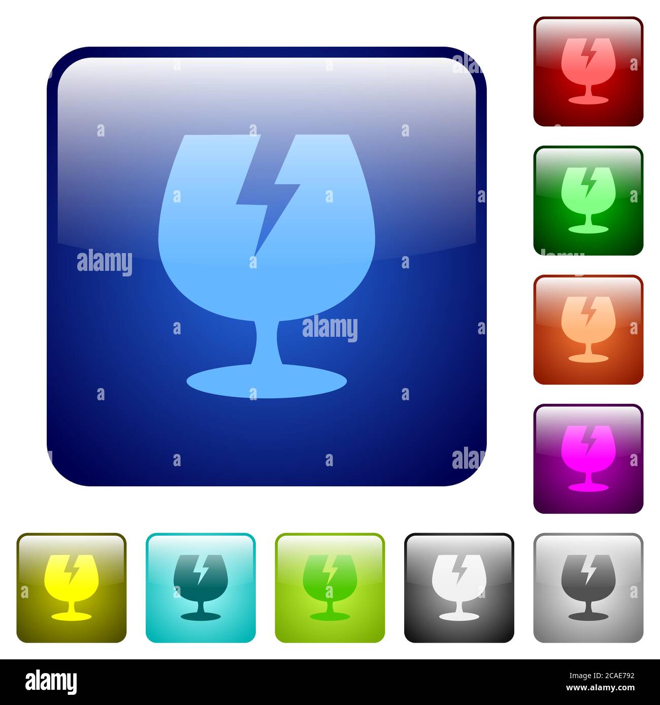 Fragile symbol icons in rounded square color glossy button set Stock Vector Image & Art - Alamy