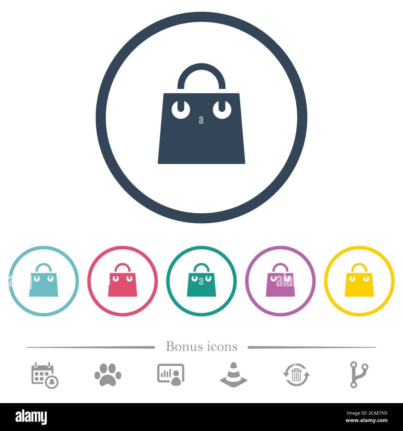 Shopping bag flat color icons in round outlines. 6 bonus icons included ...