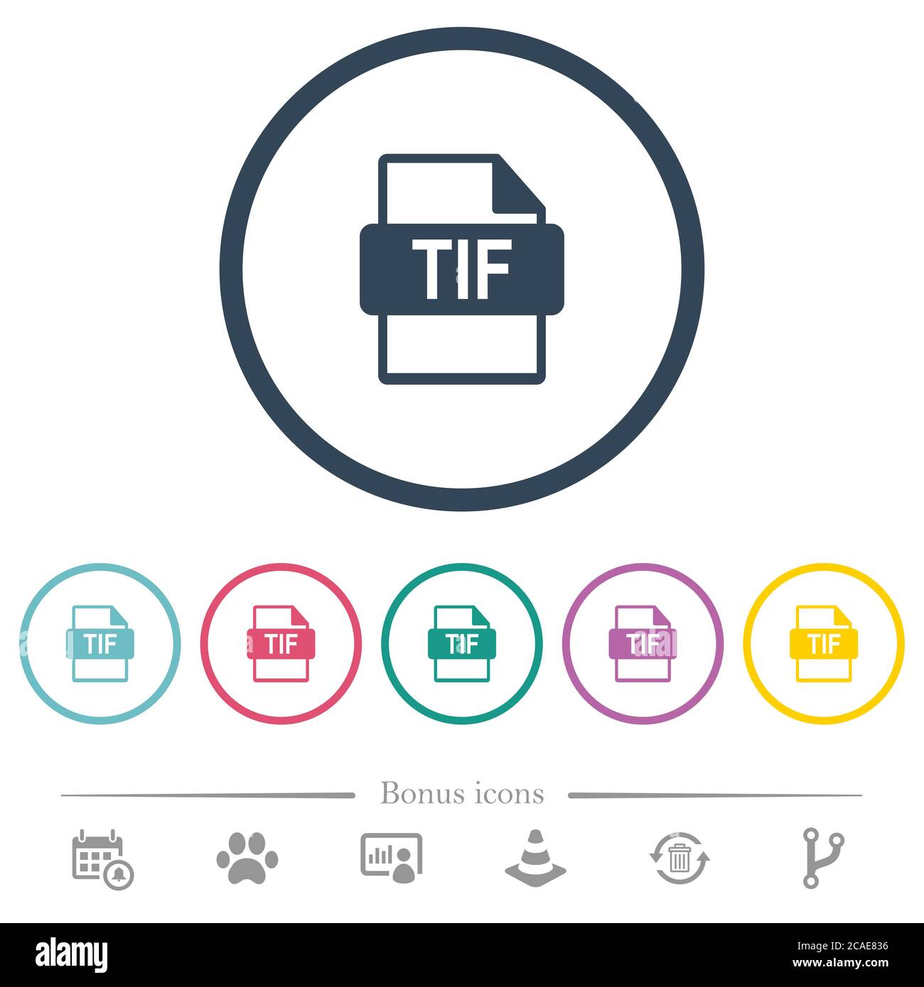 TIF file format flat color icons in round outlines. 6 bonus icons ...