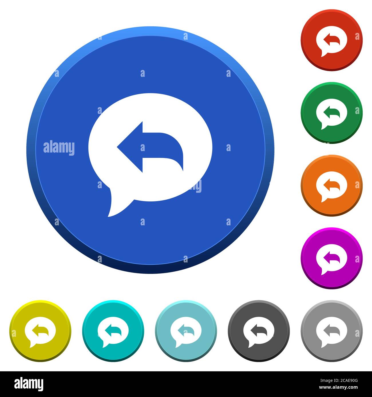 Reply message round color beveled buttons with smooth surfaces and flat ...
