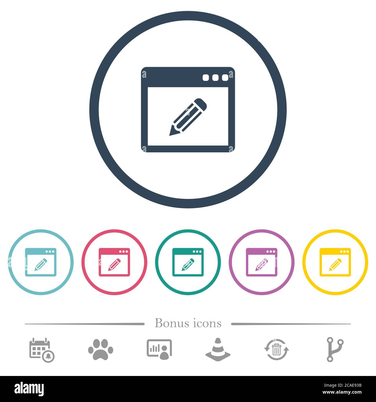 Application edit flat color icons in round outlines. 6 bonus icons ...