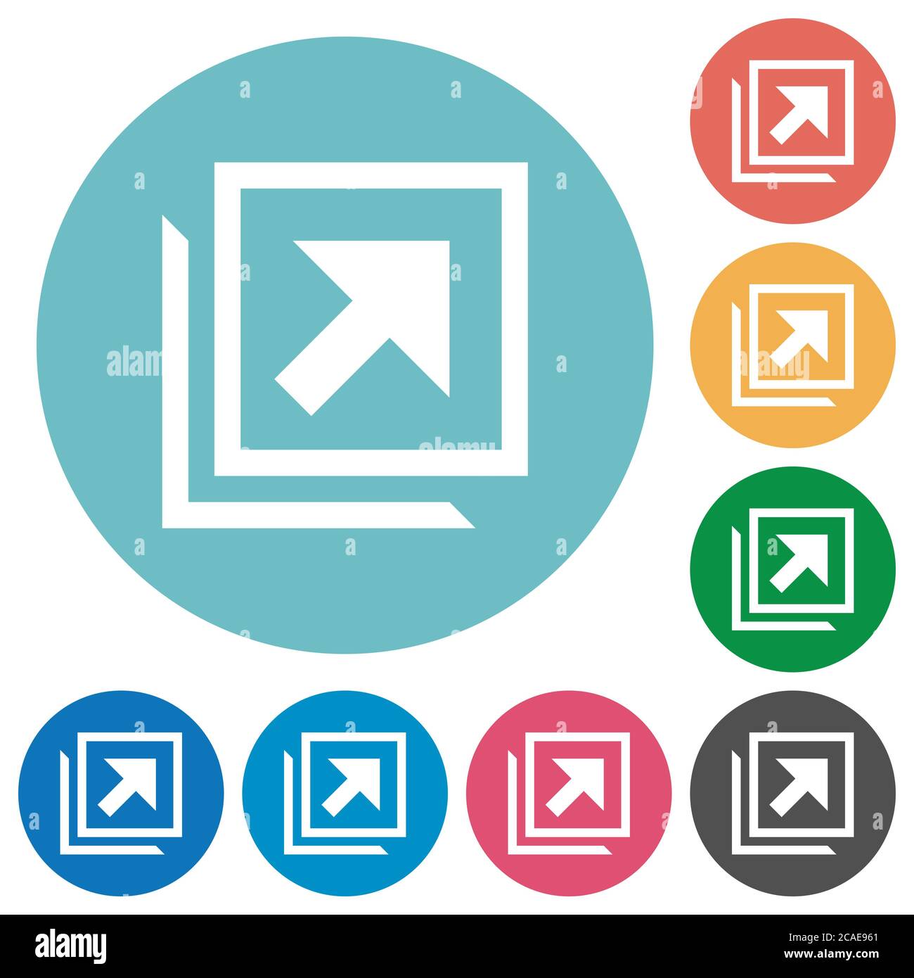 Open in new window flat white icons on round color backgrounds Stock ...