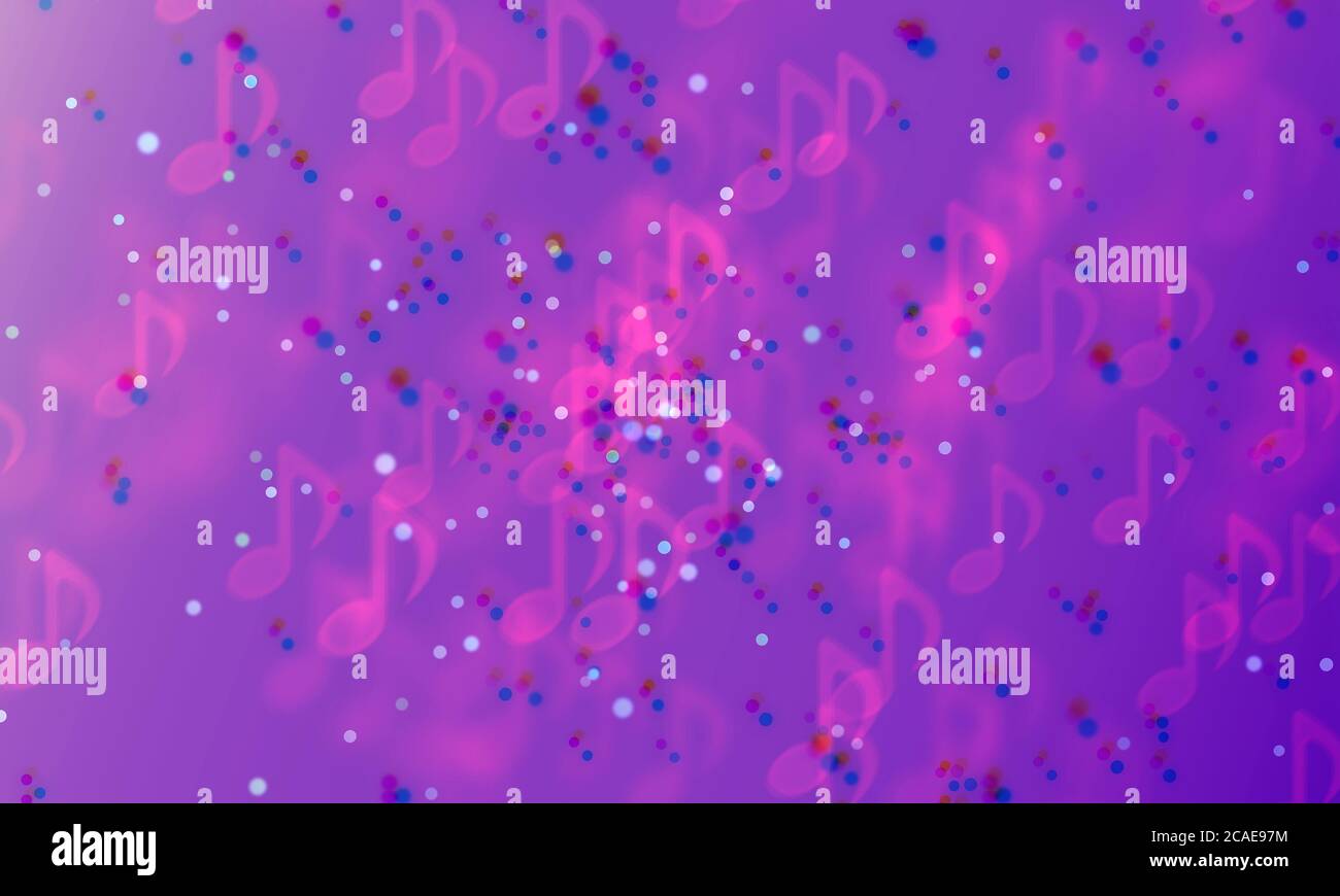 Abstract purple background with music notes Stock Photo - Alamy