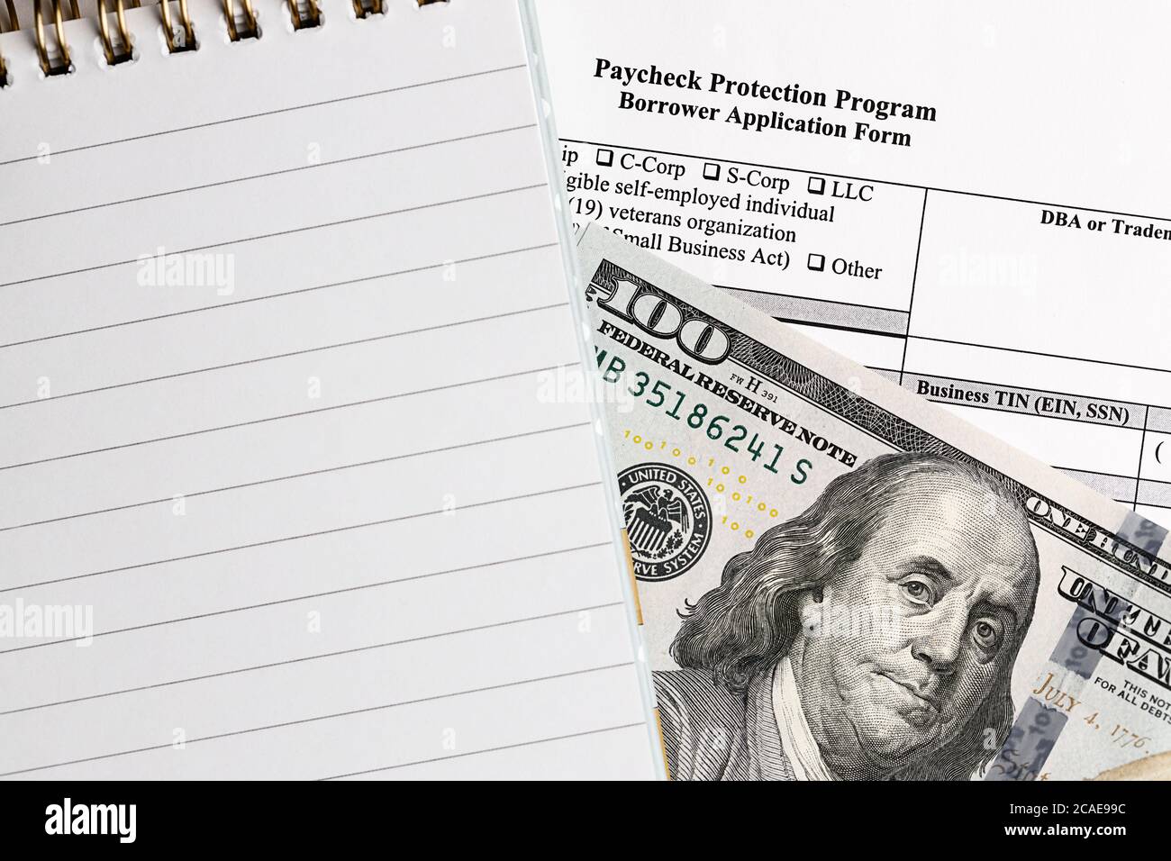 paycheck protection program. borrower application form Stock Photo - Alamy