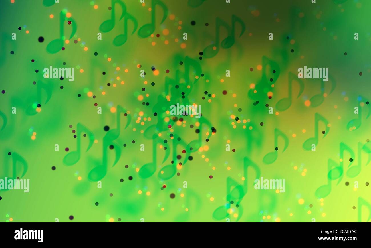 Abstract green background with music notes Stock Photo - Alamy