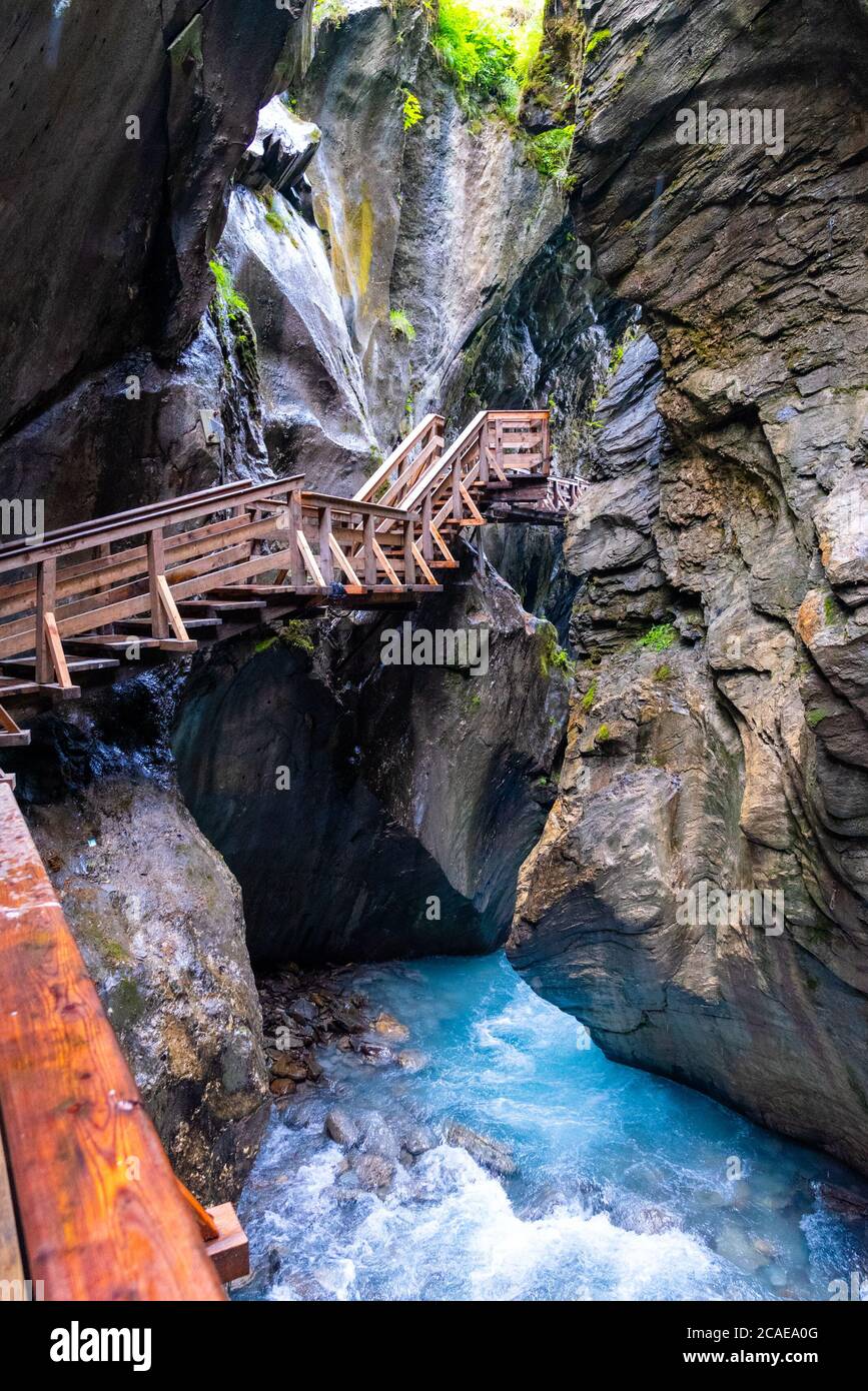 Sigmund Thun Gorge. Cascade valley of wild Kapruner Ache near Kaprun ...