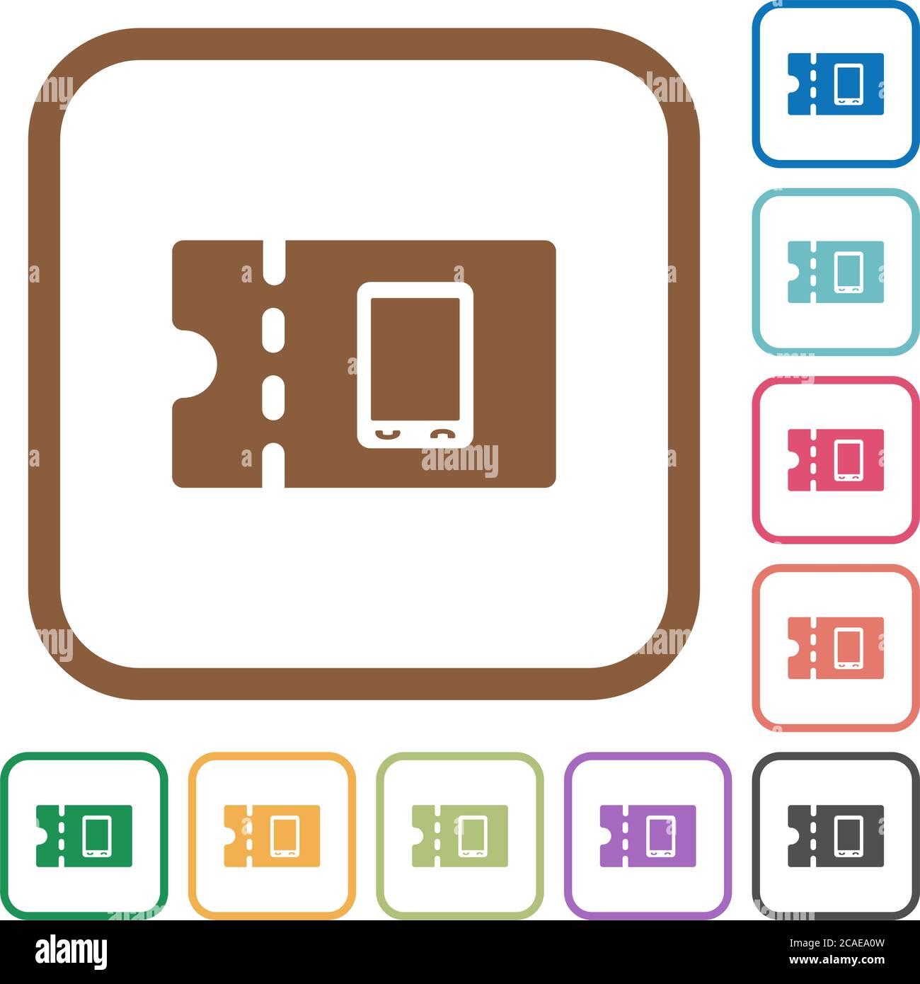 Mobile phone discount coupon simple icons in color rounded square ...