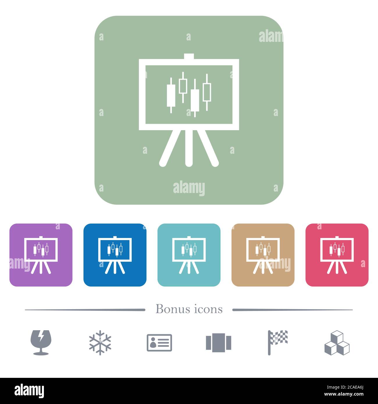 Presentation table with candlestick chart white flat icons on color ... Presentation table with candlestick chart white flat icons on color ...