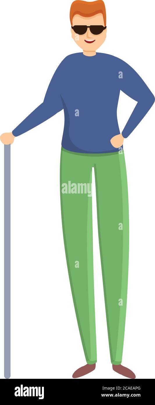 Young blind man icon. Cartoon of young blind man vector icon for web ...