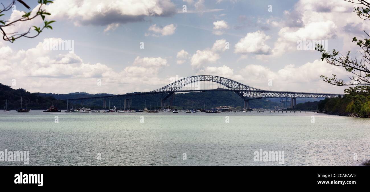 Bridge of the Americas crossing the Panama canal at Balboa, Panama City ...