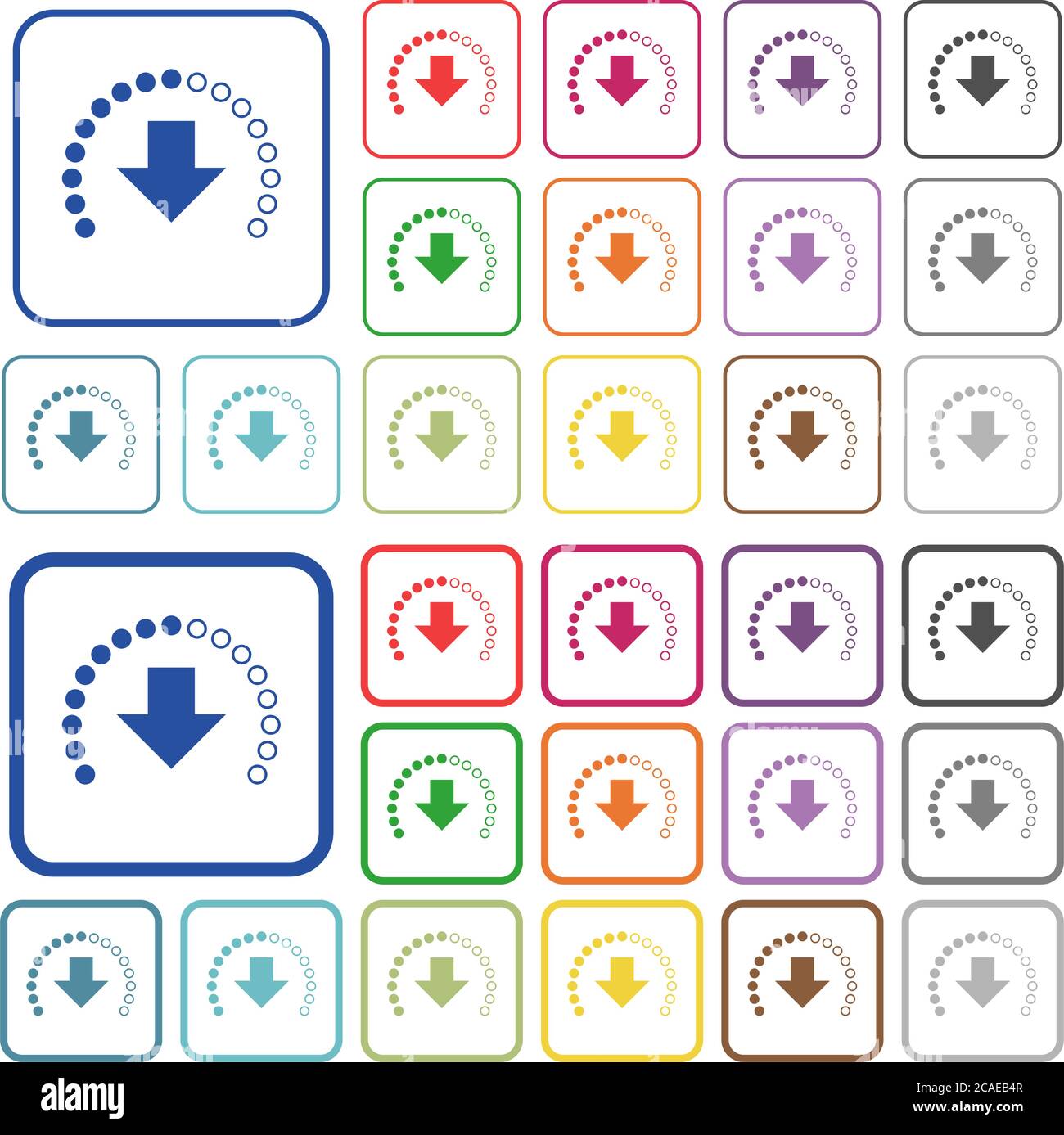 Download in progress color flat icons in rounded square frames. Thin and thick versions included ...