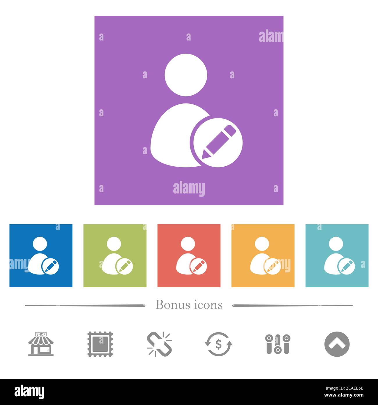 Rename user flat white icons in square backgrounds. 6 bonus icons ...