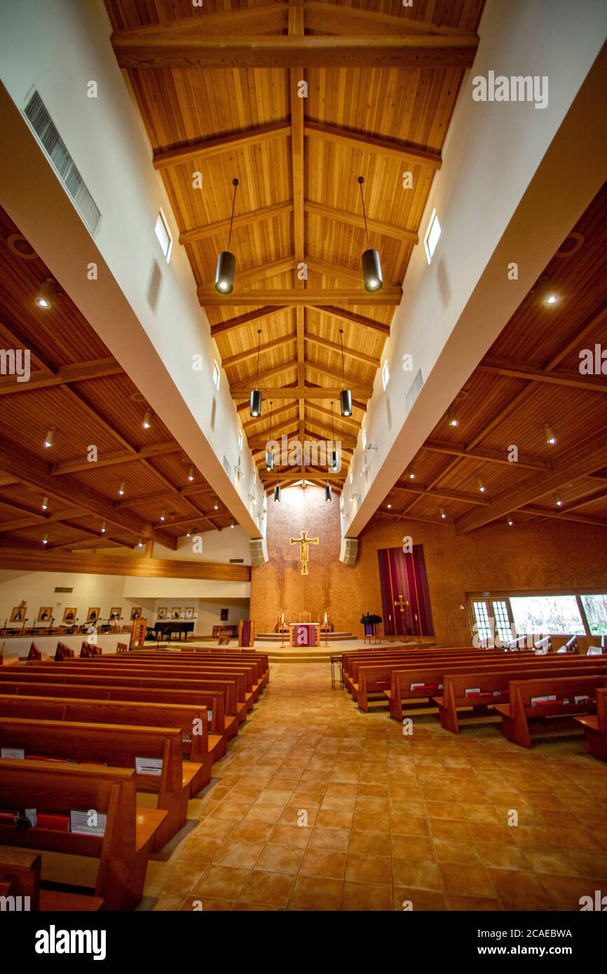 The nave of a Southern California Catholic church. The nave is the ...