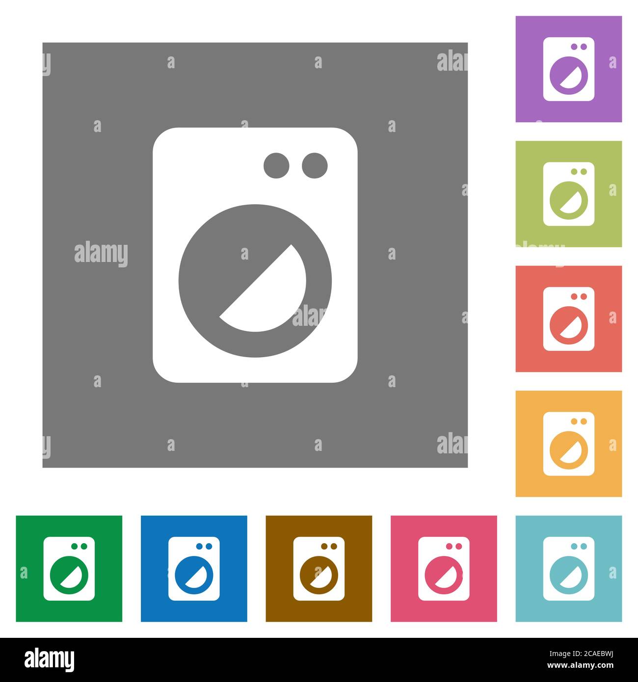 Washing machine flat icons on simple color square backgrounds Stock ...