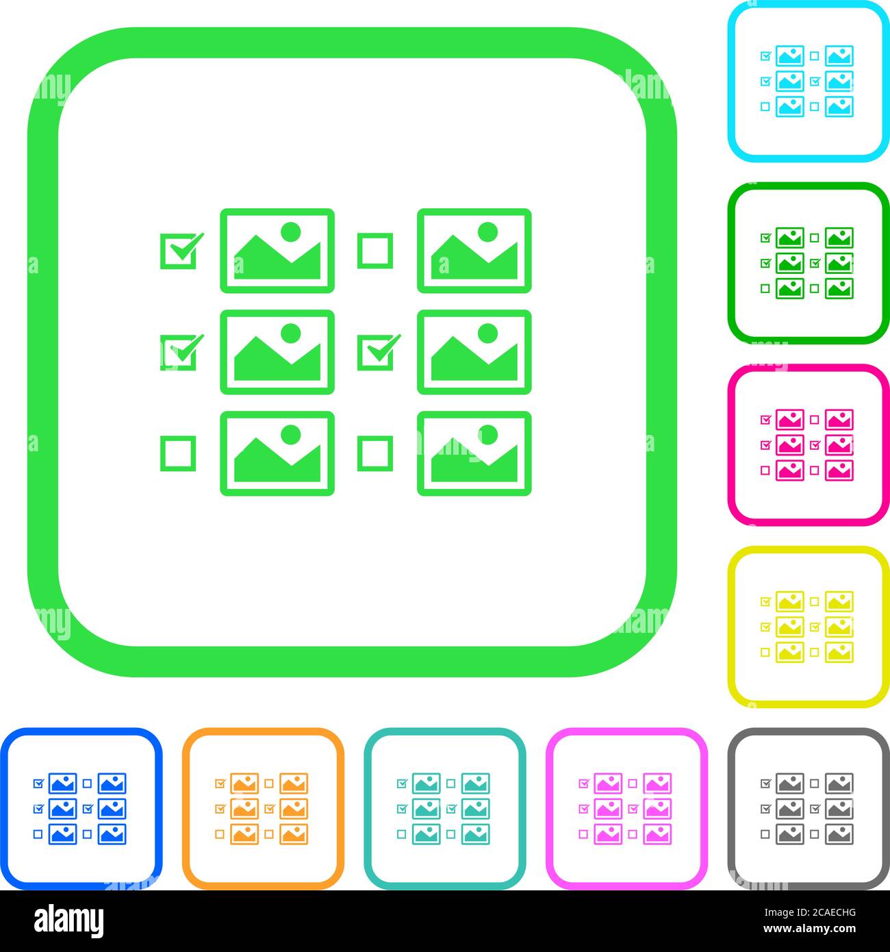 Multiple image selection with checkboxes vivid colored flat icons in ...