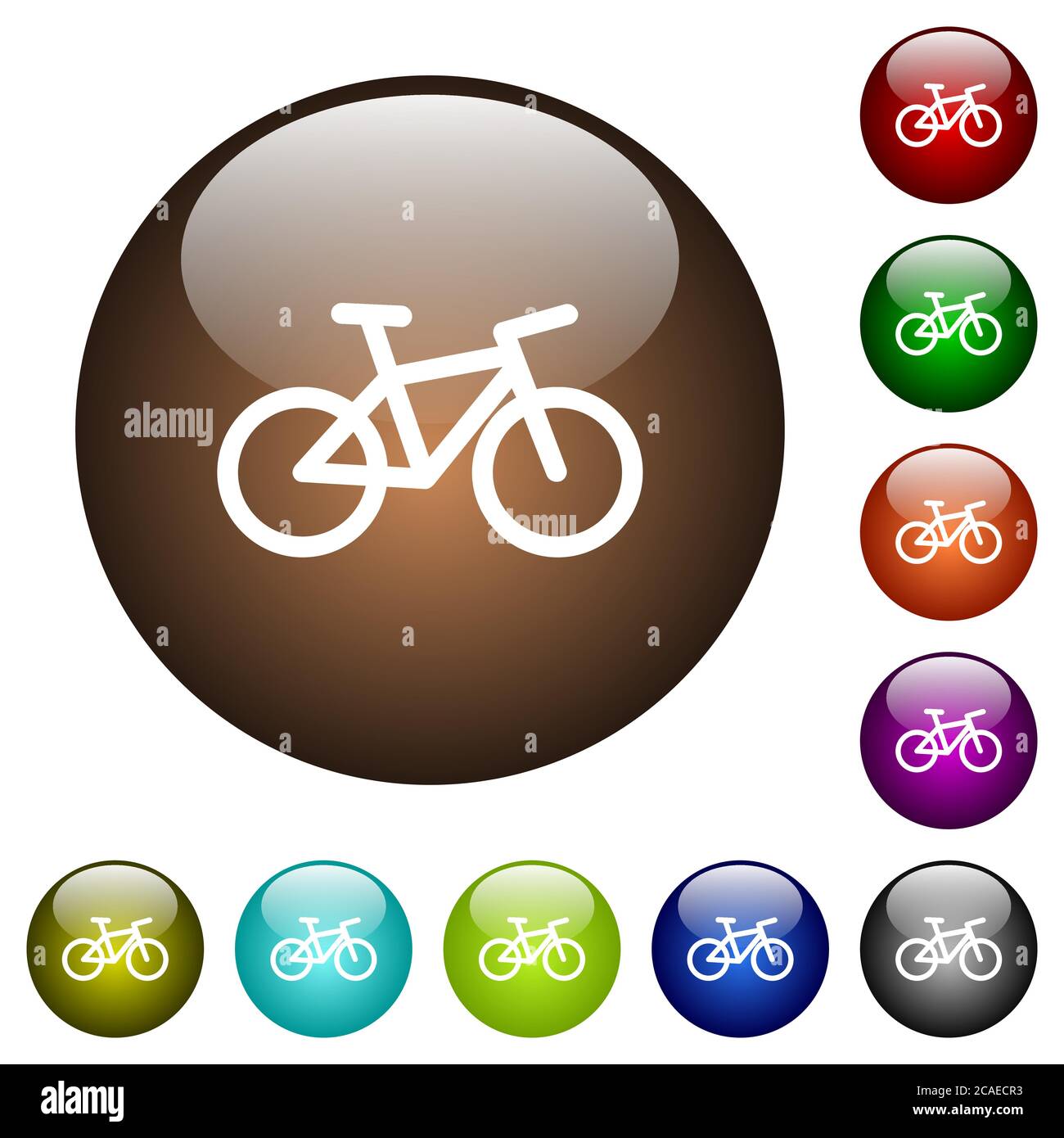 Bicycle white icons on round color glass buttons Stock Vector Image ...